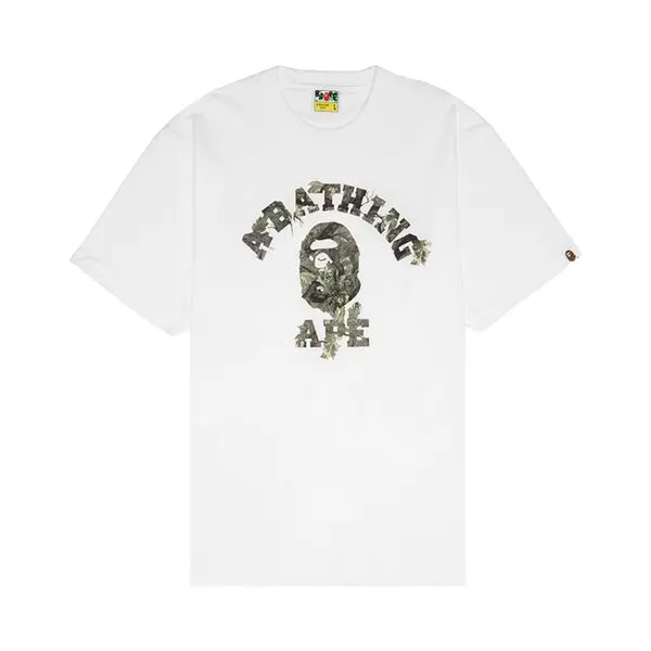 A BATHING APE Tree Edge Camo College T-shirt - White