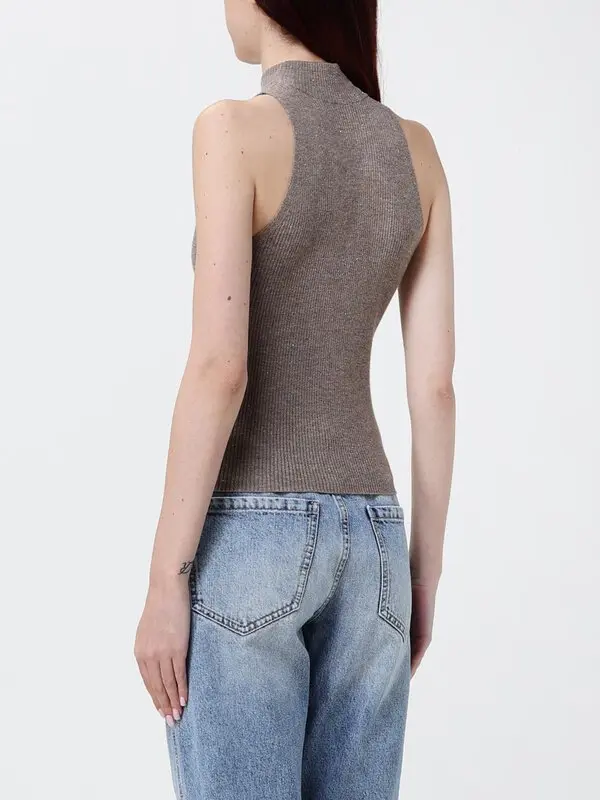 Brunello Cucinelli Knitted Mock Neck Top - Brown