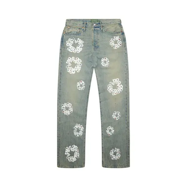 DENIM TEARS Baggy Studded Cotton Wreath Denim Pant