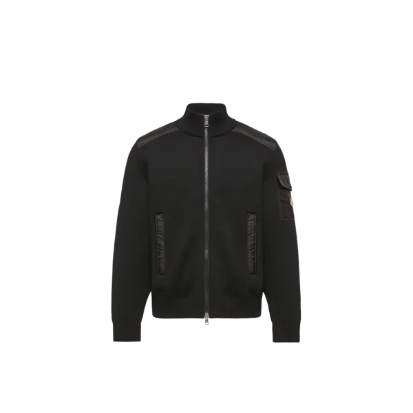 Moncler Padded Wool Zip-up Cardigan - Black