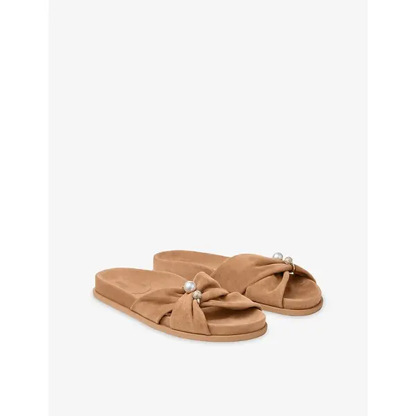 JIMMY CHOO Rafi Suede Mules With Embellishment - Toffee