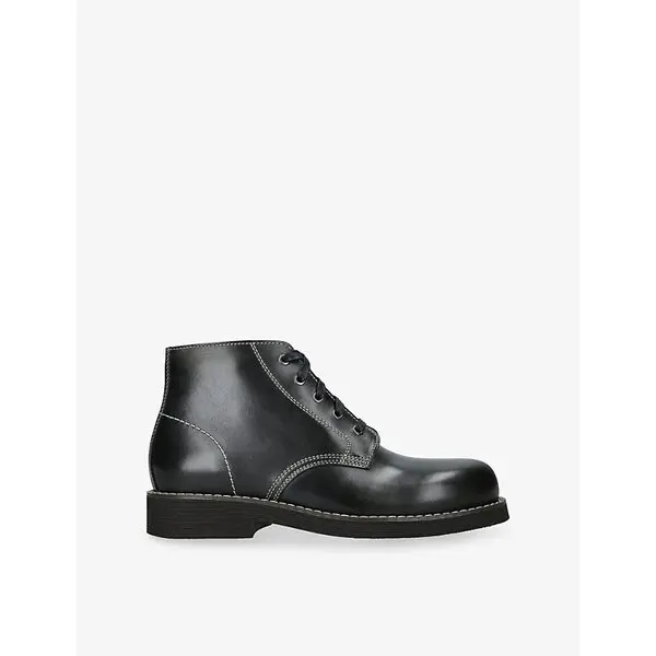 LEMAIRE Stitch Leather Derby Boots - Black