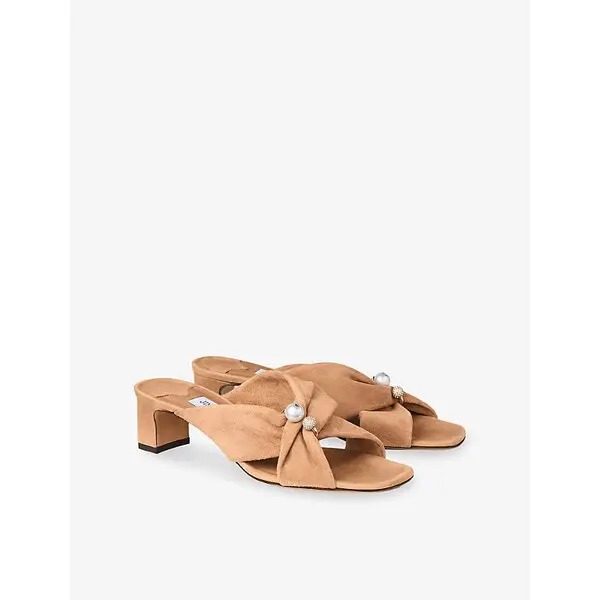 JIMMY CHOO Rafi 45 Suede Mules - Toffee