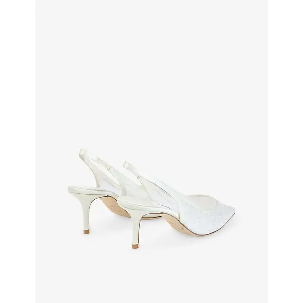 JIMMY CHOO Love 85 Glitter Slingback Woven Heeled Courts - Ivory