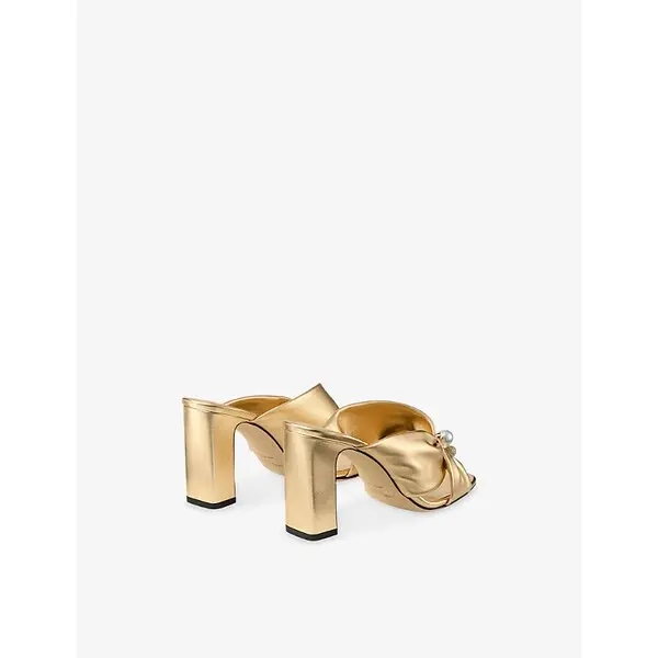 JIMMY CHOO Rafi 85 Metallic Leather Heeled Mules