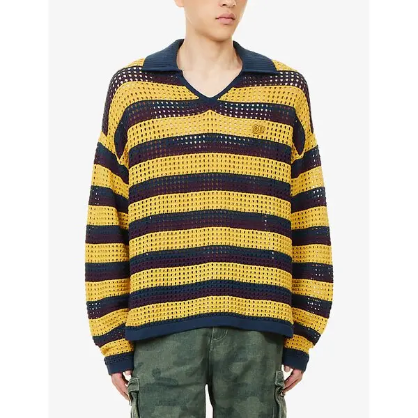 DAILY PAPER V-neck Crochet-knit Sweater