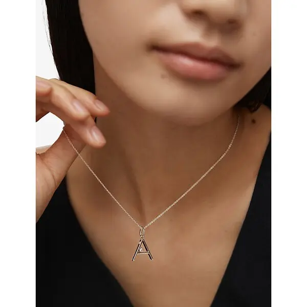 Monica Vinader Sterling And Lab-grown Diamond Solitaire Initial Pendant