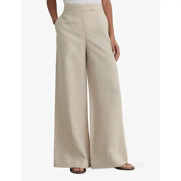 REISS Kit Wide-leg Linen Trousers