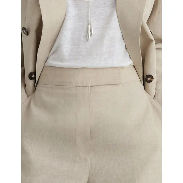 REISS Kit Wide-leg Linen Trousers