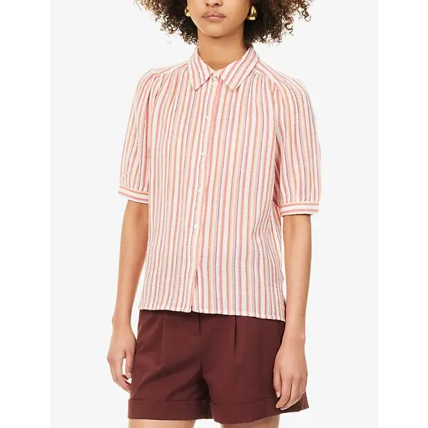 ME+EM Striped Short-sleeve Cotton Shirt