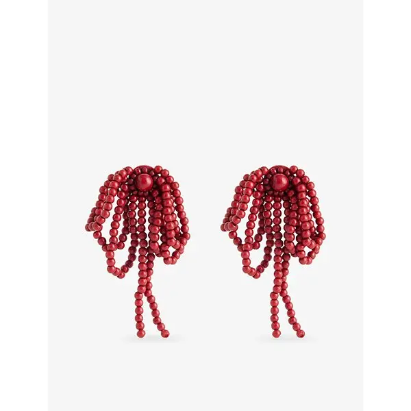 MINERVA Bow-drop Beaded Earrings