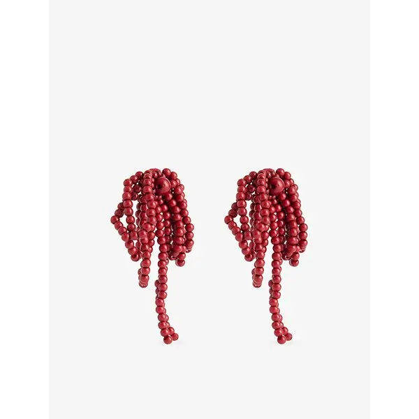 MINERVA Bow-drop Beaded Earrings