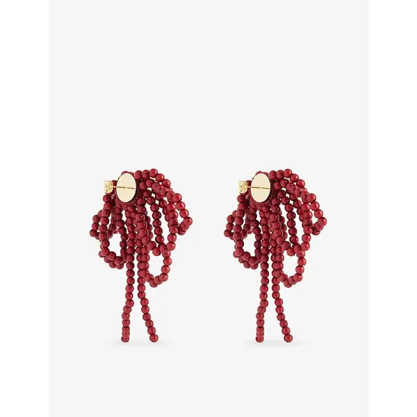 MINERVA Bow-drop Beaded Earrings