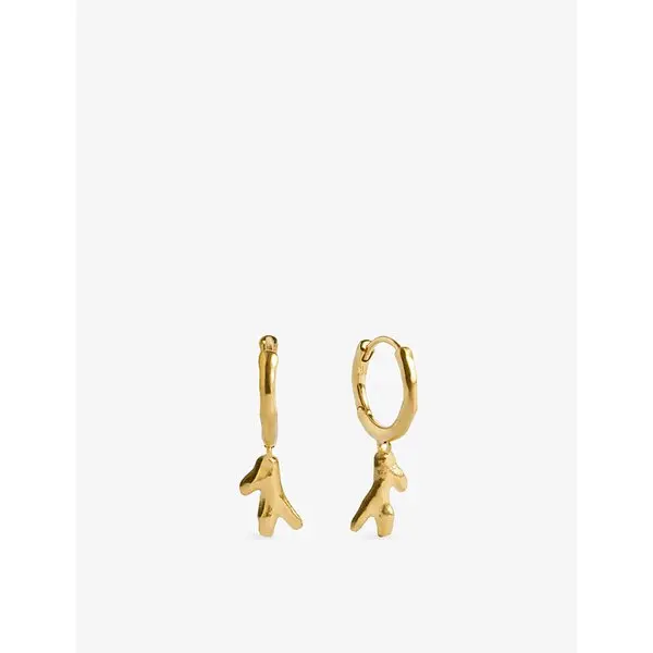 Monica Vinader Fragments Coral Huggie Earrings In 18ct Yellow -plated Vermeil Sterling Silver - Gold