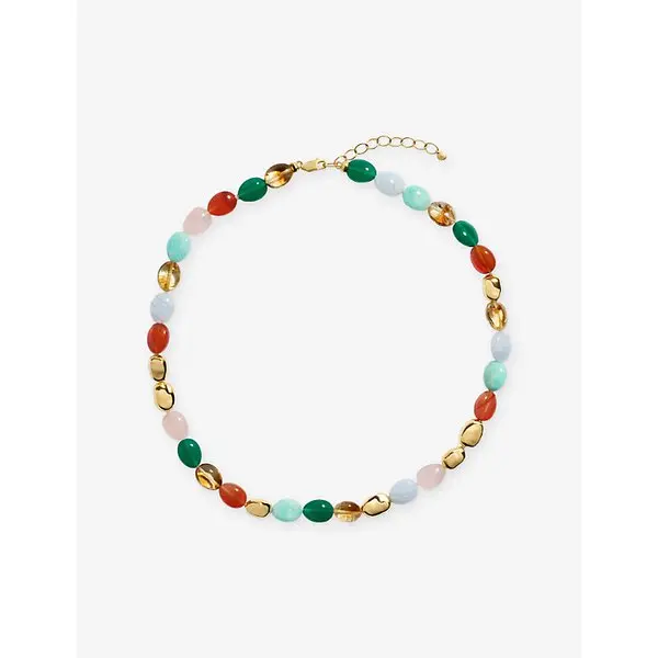 Monica Vinader 18ct Yellow Vermeil And Multi-gemstone Beaded Necklace - Gold