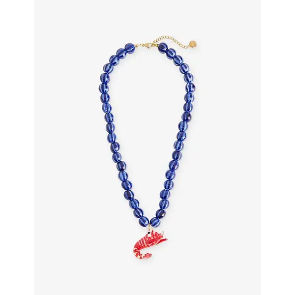 MINERVA Ceramic And Glass Prawn Pendant Necklace