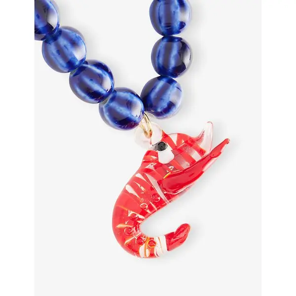 MINERVA Ceramic And Glass Prawn Pendant Necklace