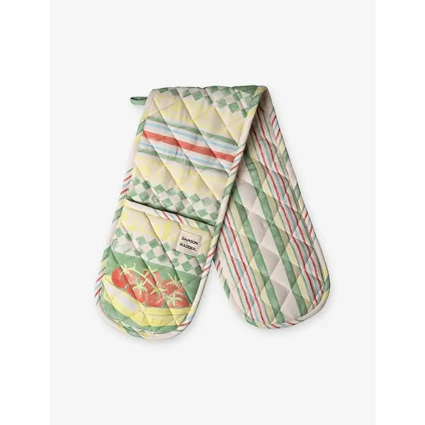 DAMSON MADDER Nonna House Double Cotton Oven Glove - Yellow Green