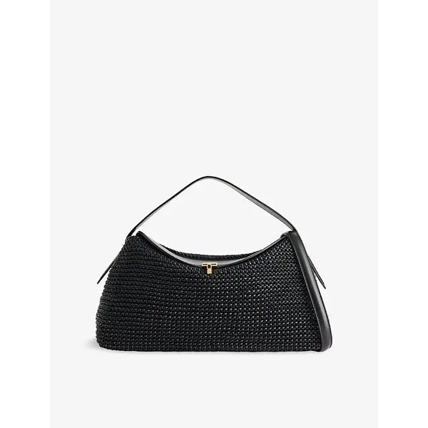 TOTEME T-lock Woven Leather Handbag - Black