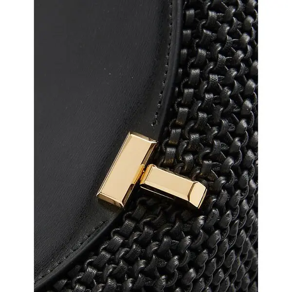 TOTEME T-lock Woven Leather Handbag - Black
