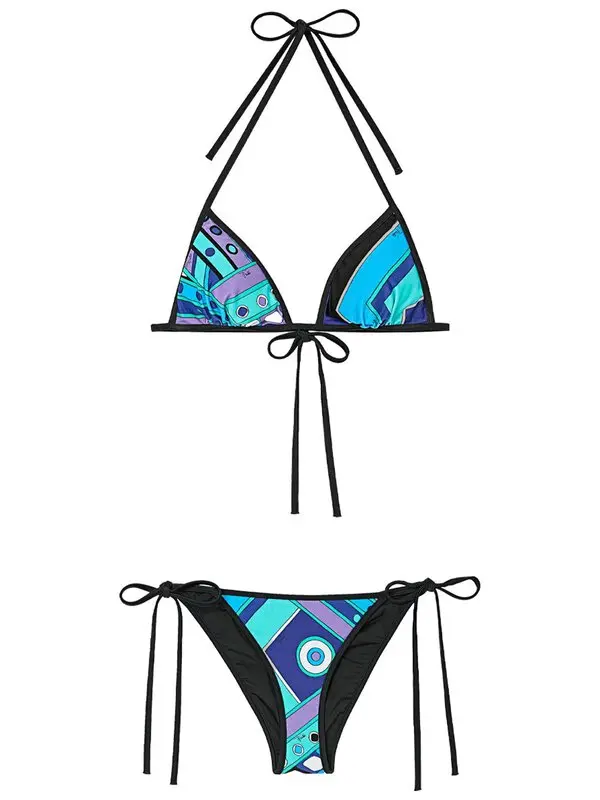 Emilio Pucci Vivara Print Triangle Bikini - Blue
