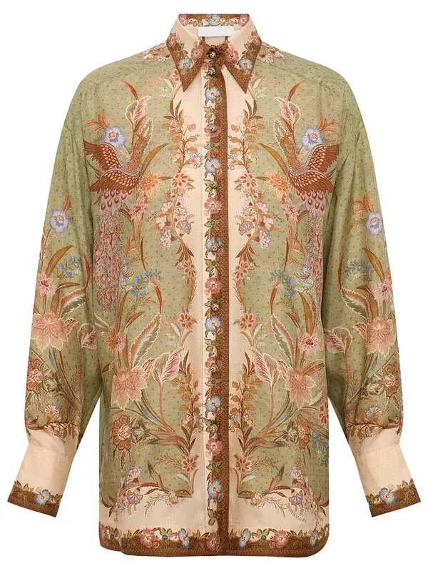 Zimmermann Indra Silk Shirt - Green