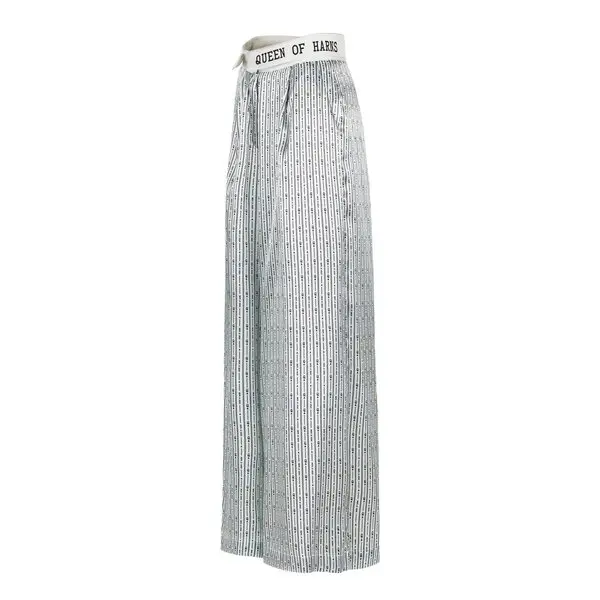 VAZAF Monogram Stripe Tailored Wide-leg Trousers - White