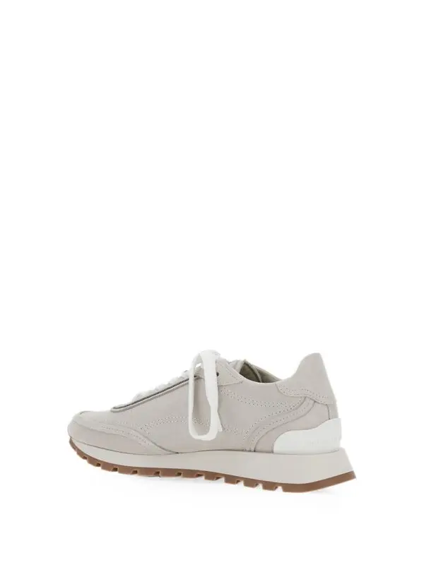 Brunello Cucinelli Lace-up Leather Sneakers - Grey