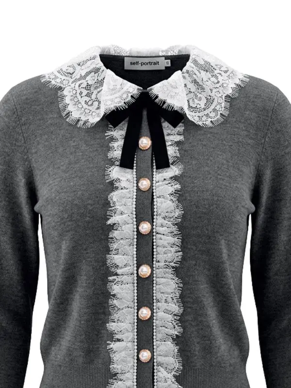 SELF-PORTRAIT Lace Collar Cardigan
