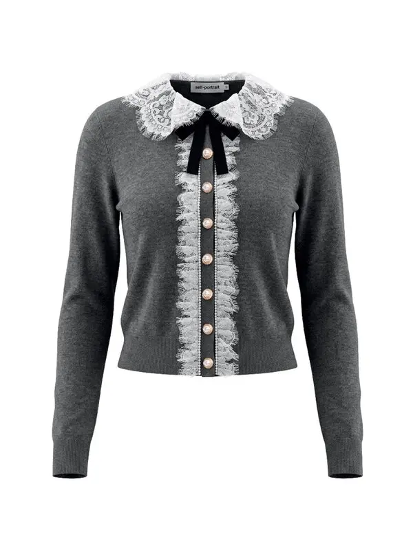SELF-PORTRAIT Lace Collar Cardigan