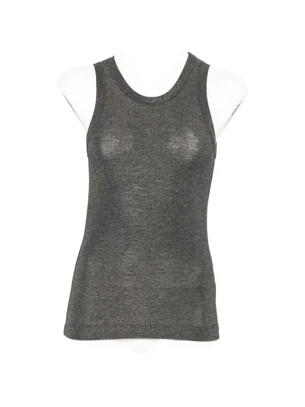 Brunello Cucinelli Sleeveless Ribbed Metallic Tank Top - Grey