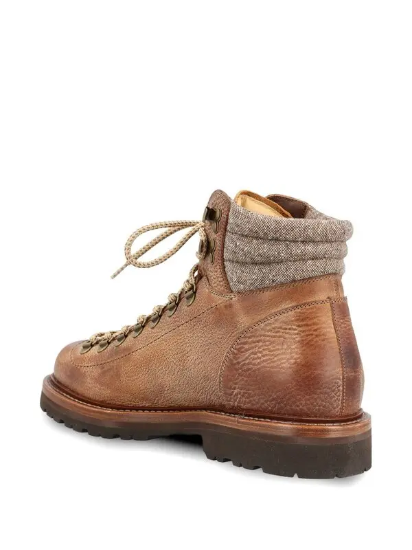 Brunello Cucinelli Leather Ankle Boots With Lace-up Fastening