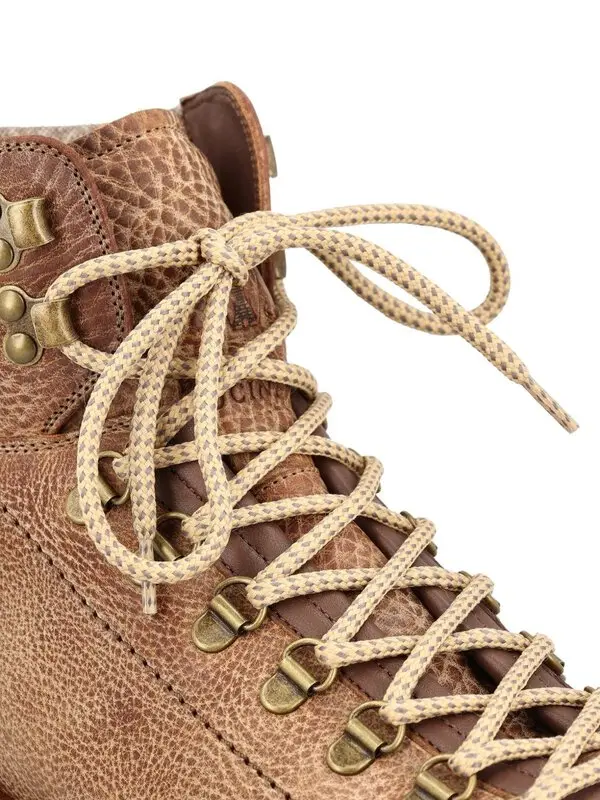 Brunello Cucinelli Leather Ankle Boots With Lace-up Fastening