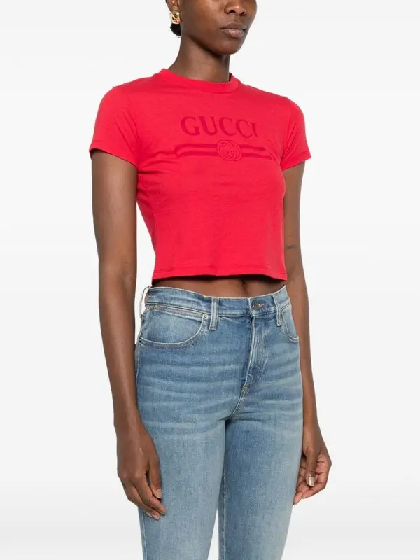 Gucci Logo Cotton T-shirt - Red