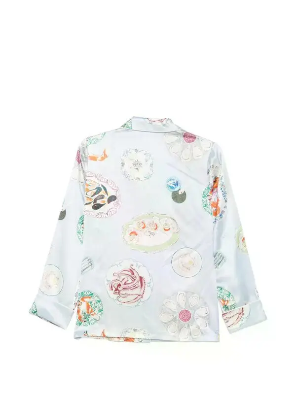 Olivia Von Halle Graphic-print Silk Pajamas
