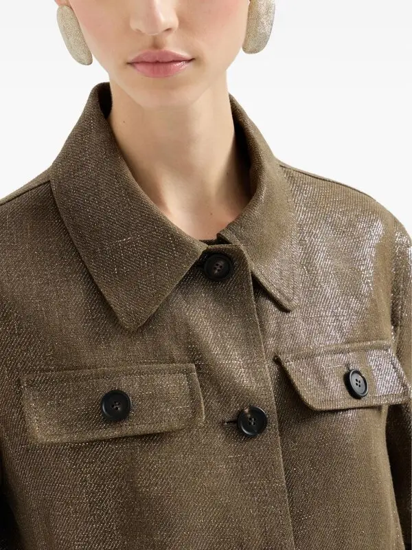 Brunello Cucinelli Cropped Linen Jacket - Brown