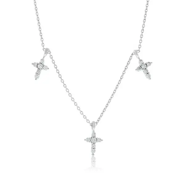 Benbridge Diamond Cross Station Necklace In 14k White Gold - Wg