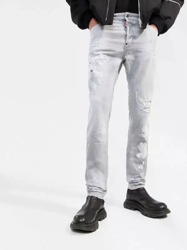 Dsquared2 Ripped Detail Denim Jeans - Grey