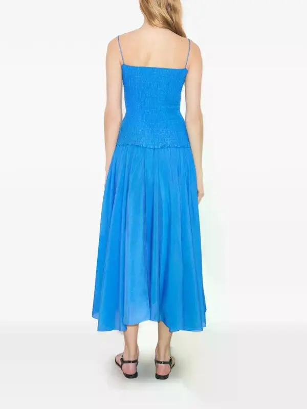 Tory Burch Smocked Bodice Dress With Asymmetrical Hem
