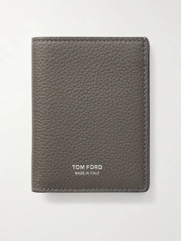 TOM FORD T Line Leather Folding Cardholder - Gray