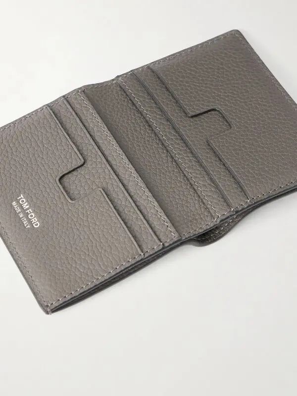 TOM FORD T Line Leather Folding Cardholder - Gray