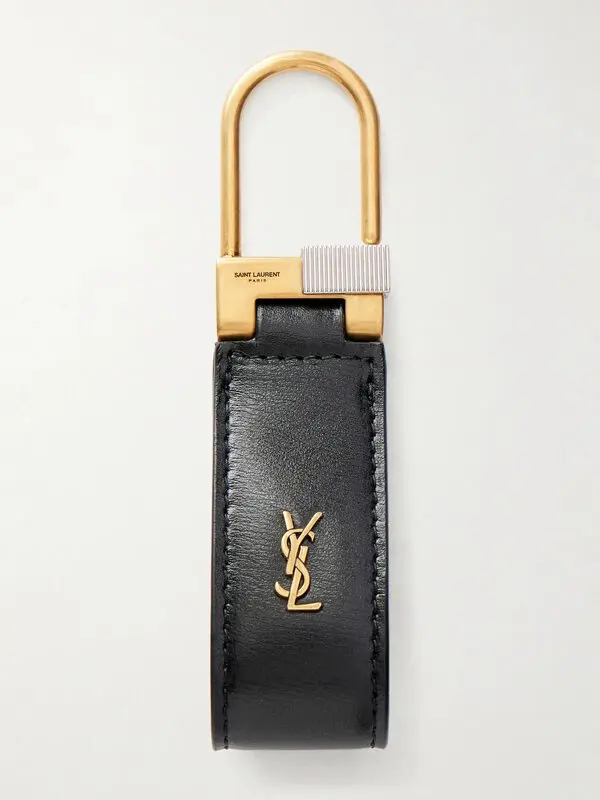 Saint Laurent Cassandre" Leather Key Fob - Black
