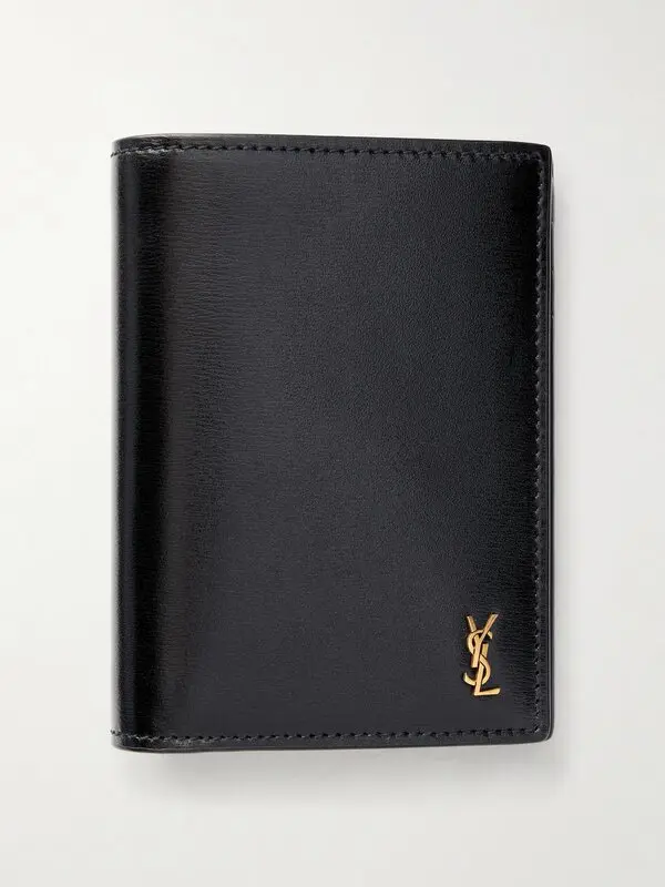 Saint Laurent Tiny Cassandre Logo-appliquéd Leather Bifold Wallet - Black