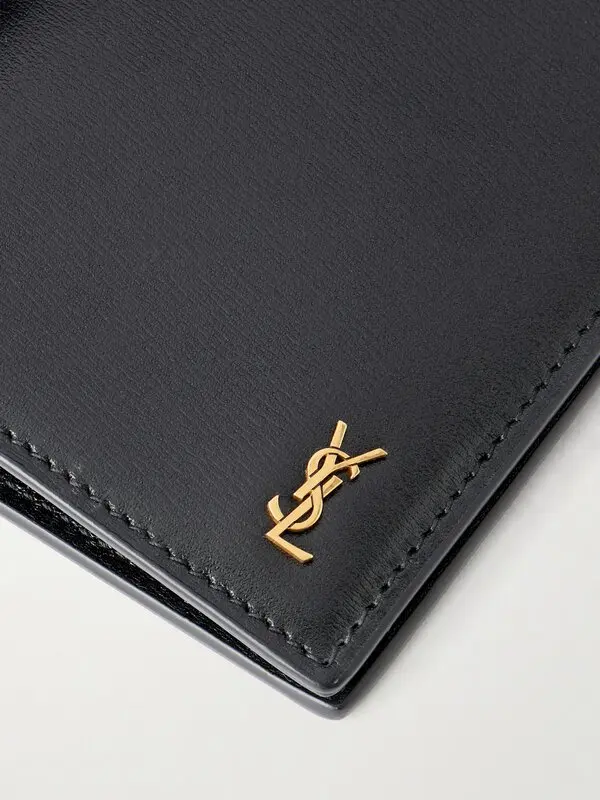 Saint Laurent Tiny Cassandre Logo-appliquéd Leather Bifold Wallet - Black
