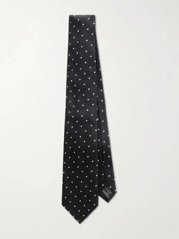 TOM FORD Polka Dot Jacquard Silk Tie - Black