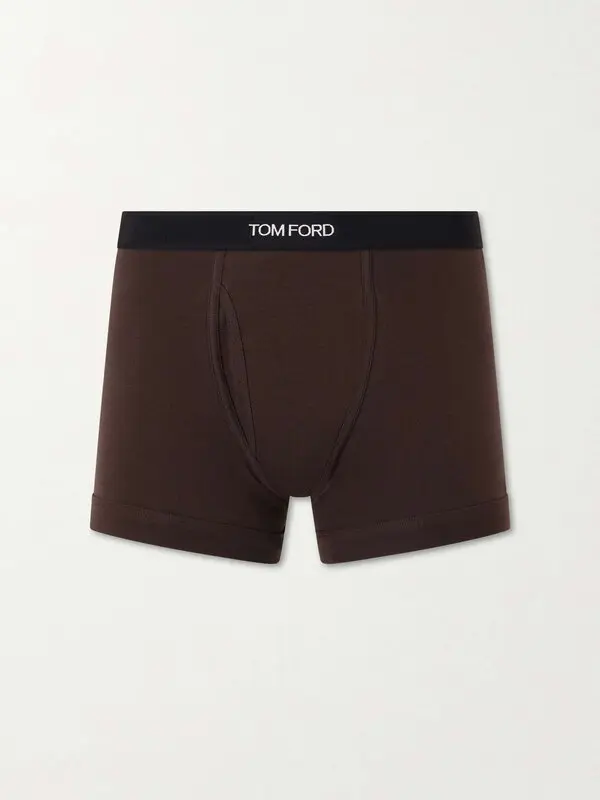 TOM FORD Stretch Cotton-blend Jersey Boxer Briefs - Brown