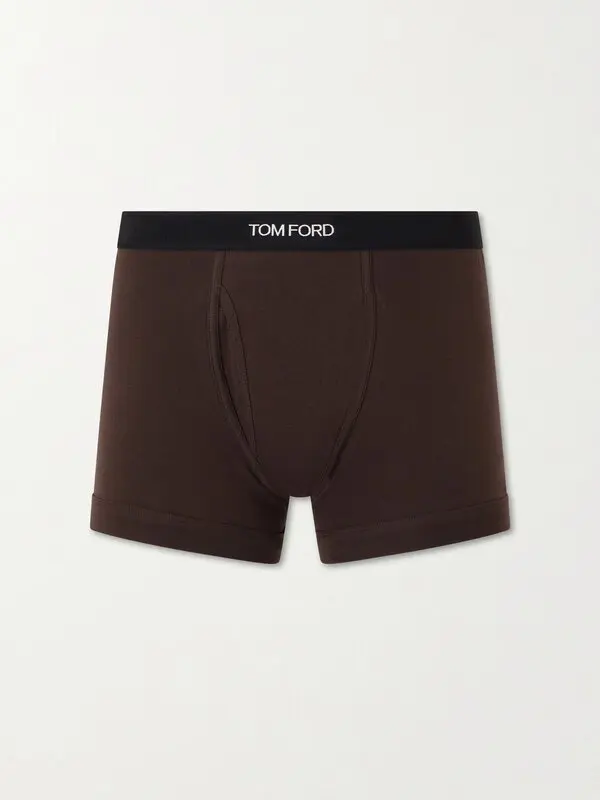 TOM FORD Stretch Cotton-blend Jersey Boxer Briefs - Brown