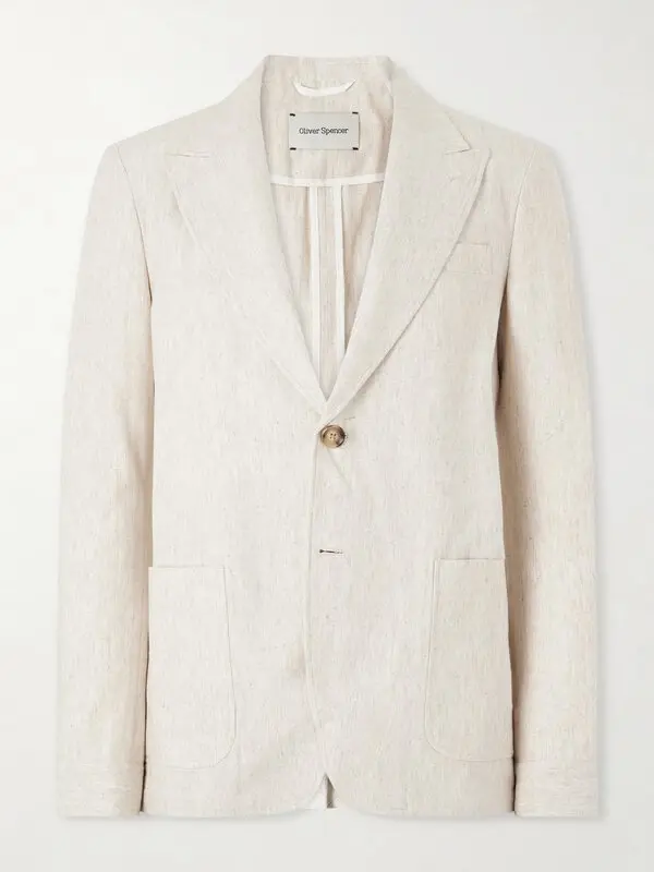 Oliver Peoples Tillman Herringbone Cotton And Linen-blend Suit Jacket