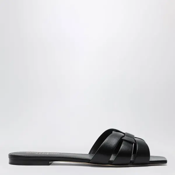 Saint Laurent Tribute Braided Leather Sandals - Black