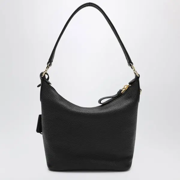 Prada Small Leather Hobo Bag - Black